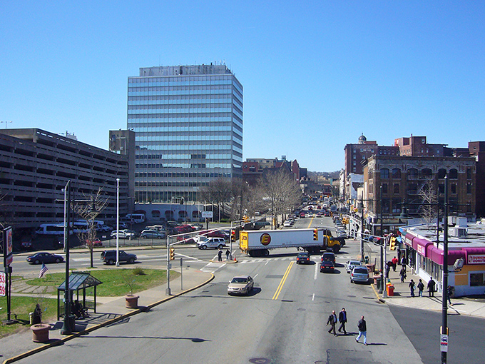 Downtown's mix of historic and modern buildings - where New Jersey's industrial past meets its promising future.