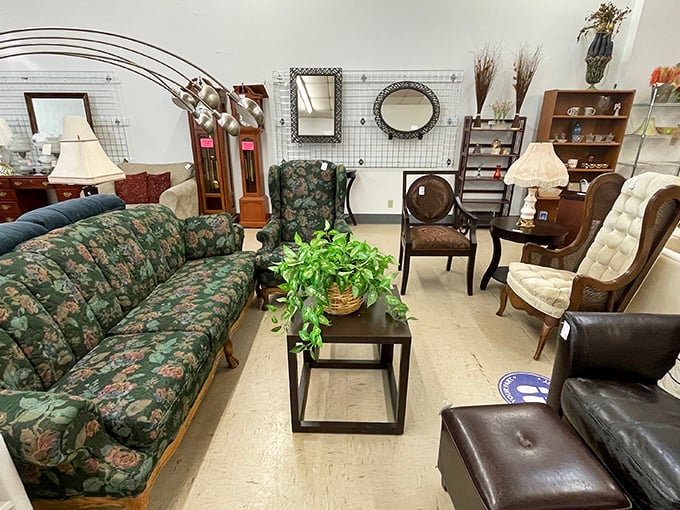 That furniture display could be straight out of a home magazine—except everything costs a fraction of retail price!