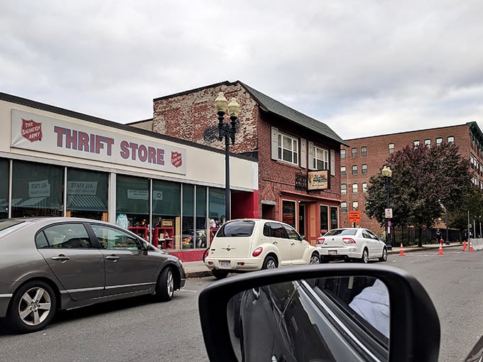 This Salvation Army store sits on a bustling street corner – a thrift oasis in the urban landscape.