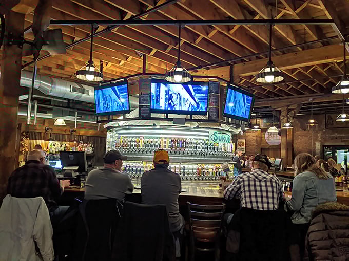 The circular tap wall isn't just impressive – it's practically a shrine to Iowa's brewing renaissance, with dozens of local options on constant rotation.