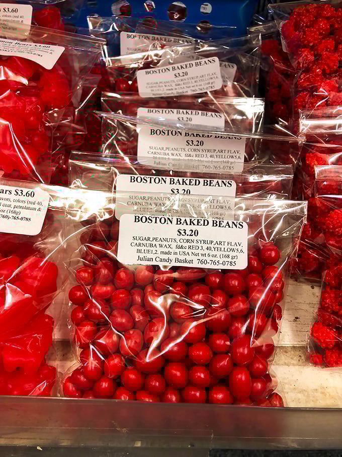 Boston Baked Beans: neither from Boston nor beans, but perfectly candy-coated peanuts that deserve their misleading name.