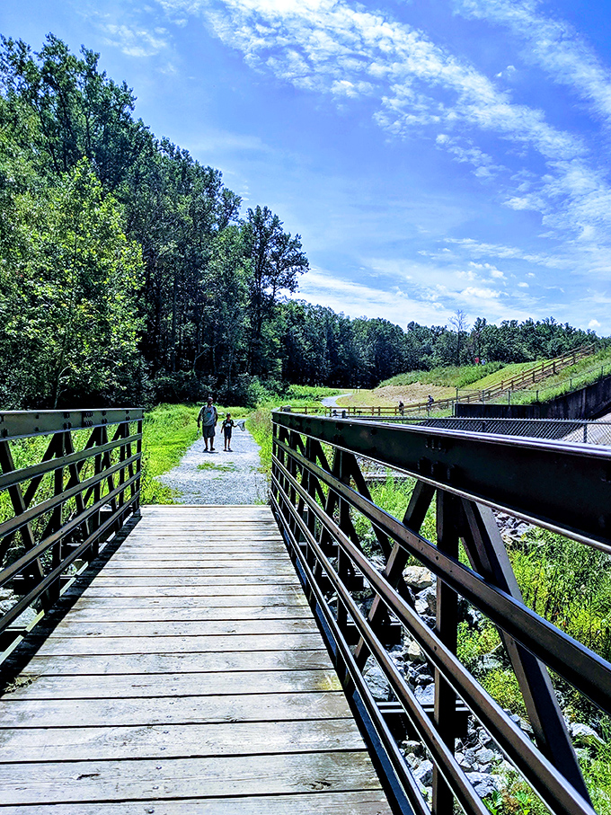 This bridge isn't just crossing water, it's crossing time – connecting you to trails that Native Americans and early settlers once walked.