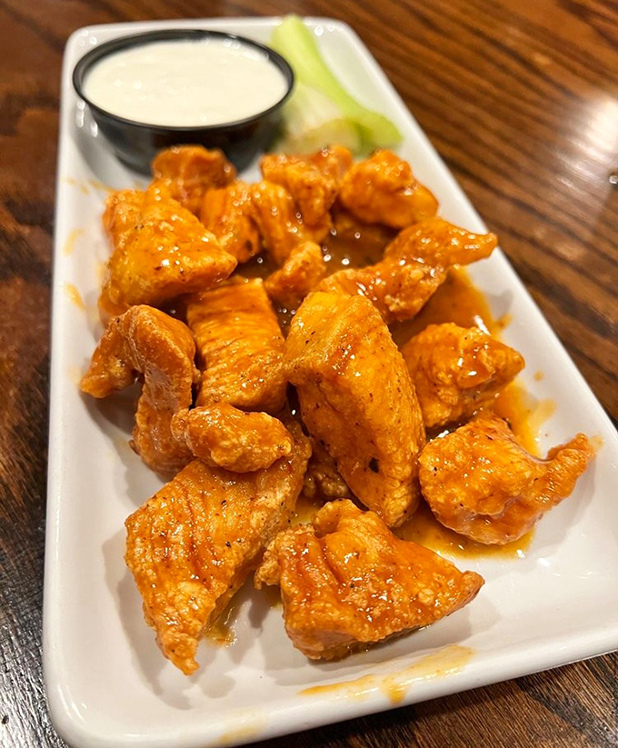 Buffalo bites with attitude—crispy, saucy, and unapologetically bold. The perfect companion to cold beer and lively conversation.