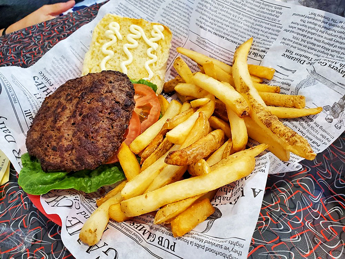 This isn't just a burger—it's a statement. Hand-formed patty on a fresh bun with crispy fries that look like they're auditioning for a food commercial.