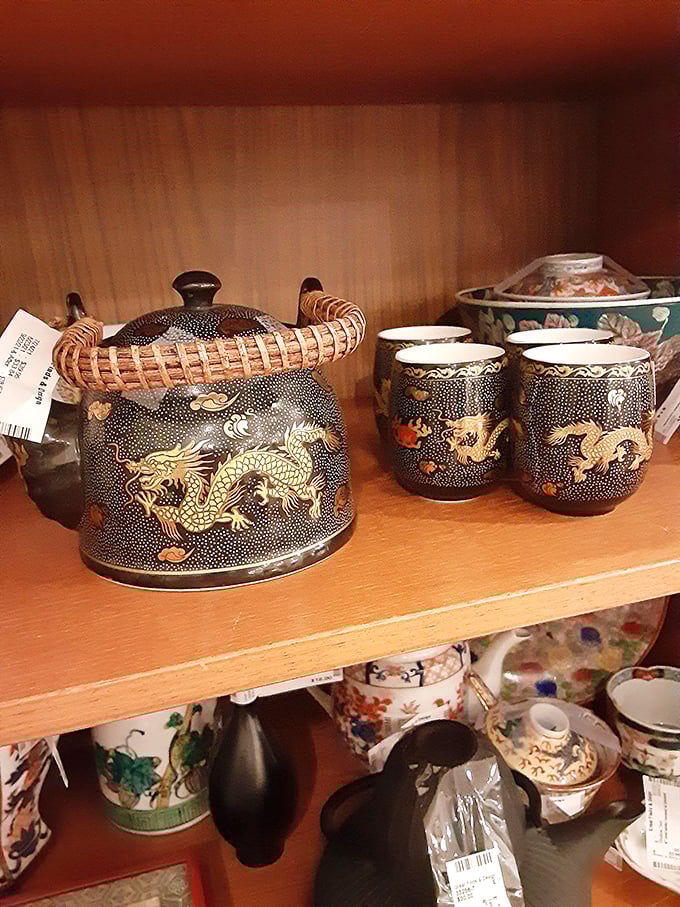These dragon-adorned tea sets aren't just decorative—they're portals to elaborate imaginary tea parties where you're suddenly very sophisticated.