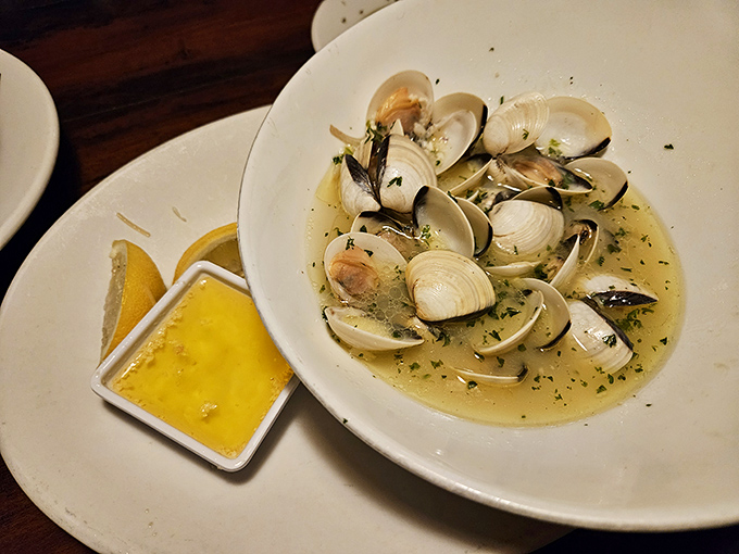 These clams aren't just fresh—they're having a spa day in a buttery, garlicky broth that you'll be tempted to drink straight from the bowl.