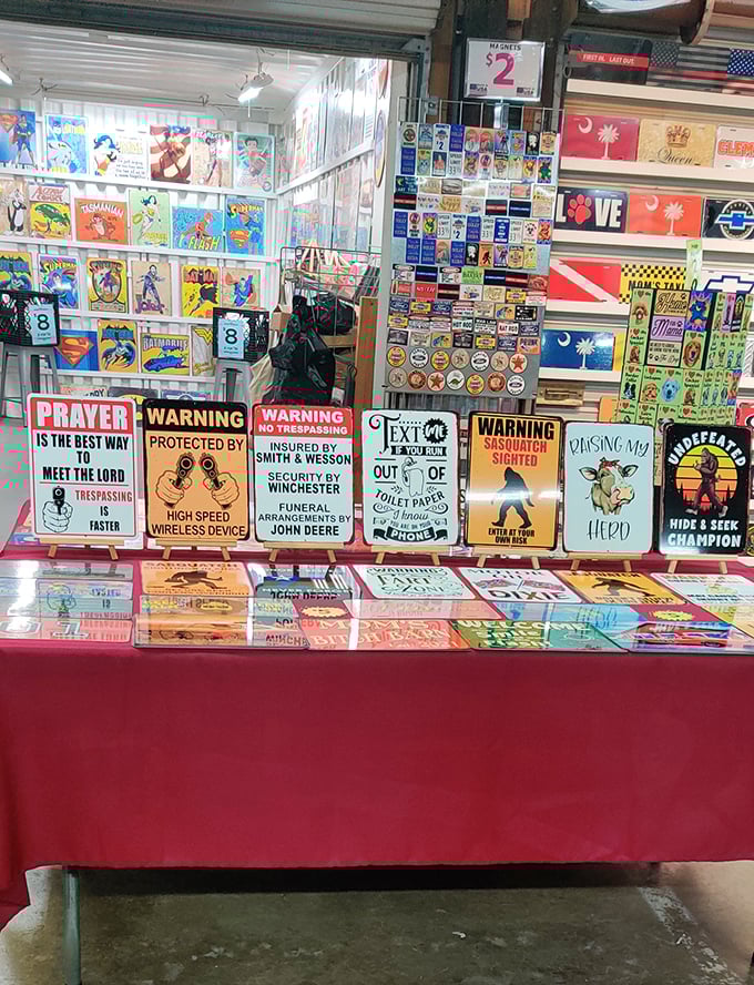 Wall art with attitude! These cheeky signs perfectly capture Southern humor—where faith, firearms, and funny observations live harmoniously side by side.