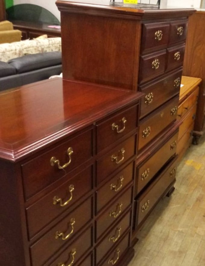 This isn't just a dresser – it's eighteen drawers of possibility, craftsmanship that's outlasted trends, and solid wood that tells stories.
