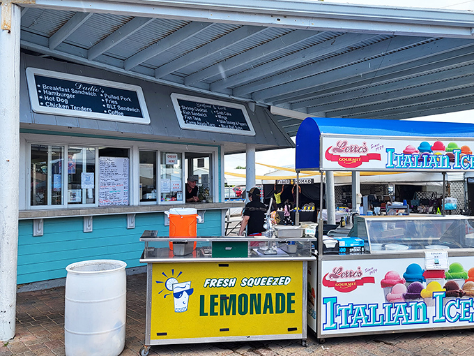 Nothing complements treasure hunting like fresh-squeezed lemonade and Italian ice—the fuel that powers serious shoppers through to closing time. P