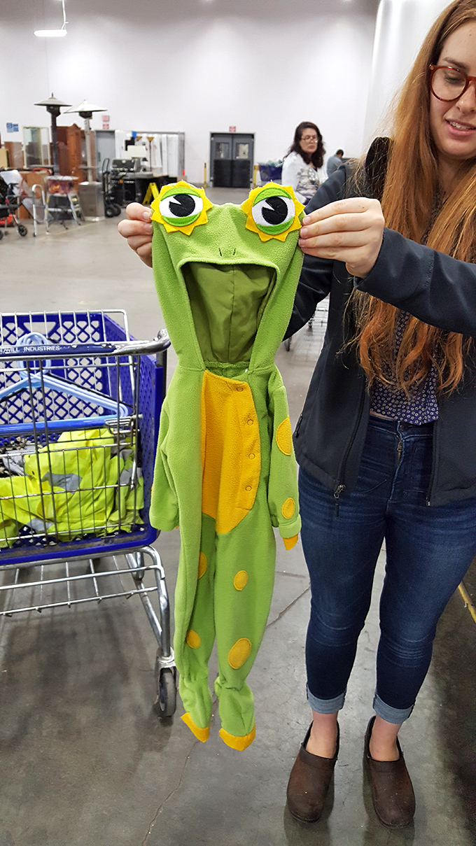 "I found Kermit's cousin!" The joy of unexpected discoveries makes the Goodwill Outlet an adventure rather than just a shopping trip.