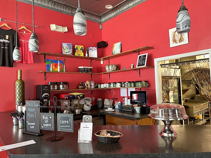 The counter where breakfast dreams come true. Place your order, watch the kitchen magic happen, and try not to drool on the menu.