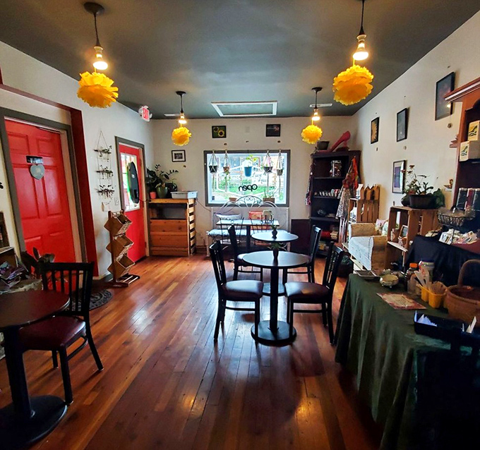 Walking into this space feels like entering your coolest friend's living room—if that friend happened to be an exceptional baker with an eye for plants and vintage furniture.