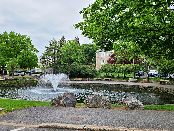 Lititz Springs Park centers the town like a living room centers a home—complete with water features that would make landscape architects weep with joy.