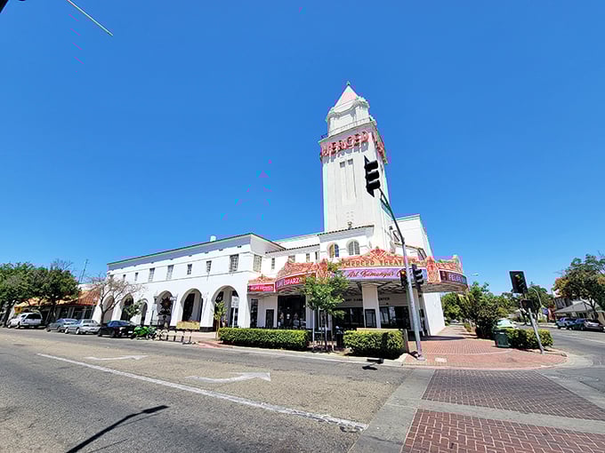 The Merced Theatre's stunning façade has witnessed generations of first dates, family outings, and entertainment that doesn't require a small loan.