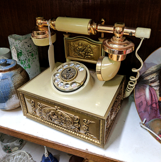 This elegant vintage telephone won't connect you to anyone today, but it certainly connects you to a more glamorous communication era.