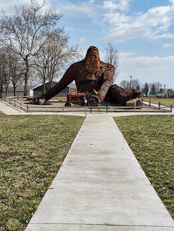 The path to enlightenment? Maybe not. But definitely the path to a 27-foot wooden Bigfoot, which is arguably more Instagram-worthy.