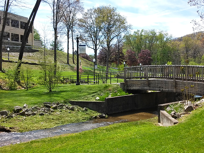 Green spaces and footbridges create peaceful urban oases where the gentle sound of flowing water drowns out life's unnecessary noise.