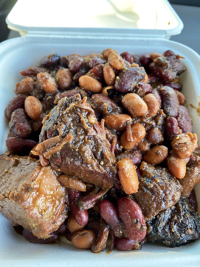 These aren't your grandma's beans—unless your grandma was secretly a barbecue savant who understood the transformative power of smoke and brisket bits.