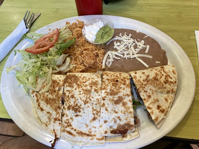 When a quesadilla is done right, it's not just a snack – it's a revelation. The perfectly browned tortilla promises melty goodness within.
