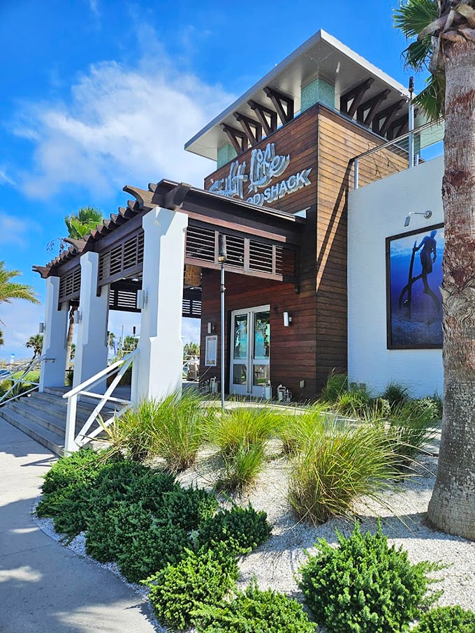Salt Life Food Shack brings coastal cool to new heights with its modern design – like a beach bum who suddenly came into money.