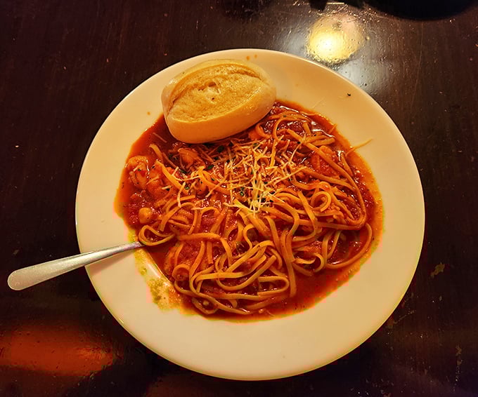 Spaghetti in red sauce that would make any nonna nod in approval—the kind of dish that silences conversation except for the occasional "Mamma mia!"