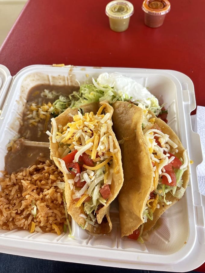 Taco Tuesday's poster child! Crisp shells, perfectly seasoned fillings, and that rice—oh, that rice—deserves its own fan club.