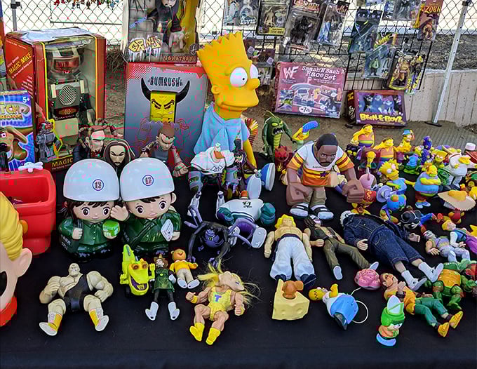 Toy archeology at its finest – excavating childhood memories one action figure at a time. That Bart Simpson would fetch a fortune on eBay!