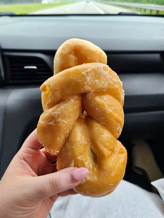 The twisted glazed donut – proof that sometimes life's best pleasures happen when things don't go according to plan.