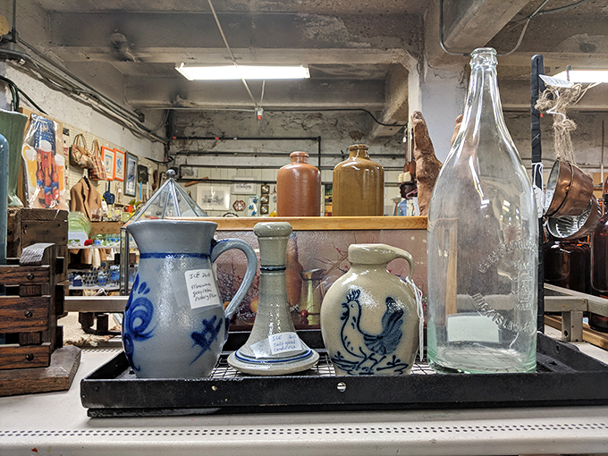 Stoneware with personality – that blue chicken pitcher has attitude. Imagine the Sunday dinners it's witnessed over decades.