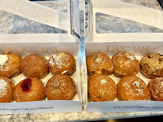 Paczki boxes holding golden-fried treasures—the Polish answer to anyone who's ever asked, "What's better than a doughnut?" These are.
