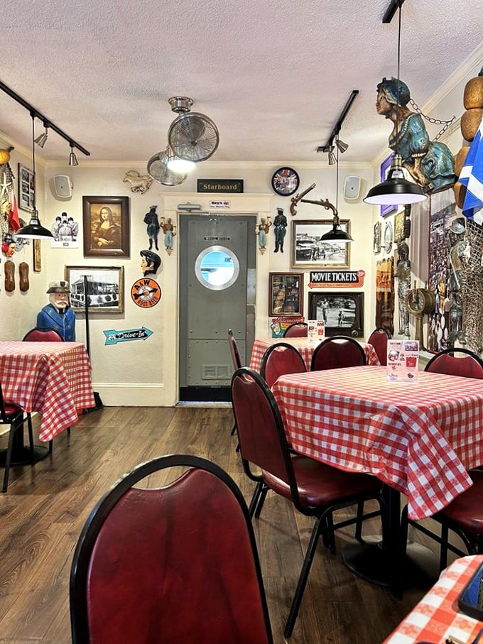 The walls tell stories of maritime adventures while diners create new memories over steaming bowls of chowder.