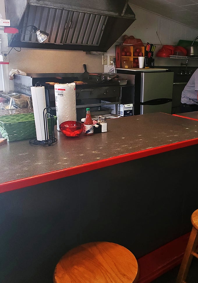 The kitchen counter—where hot dog dreams come true. Notice the paper towel holder—you're definitely going to need those.