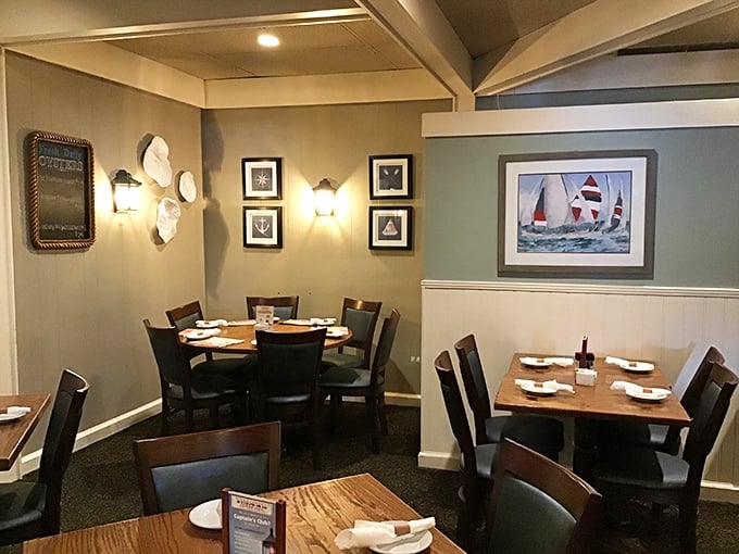 The warm lighting and maritime touches create an atmosphere that whispers "stay awhile, friend."