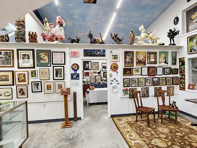 Every inch of wall space celebrates cats through art, creating a gallery that would make any Instagram influencer's feed look inadequate by comparison.