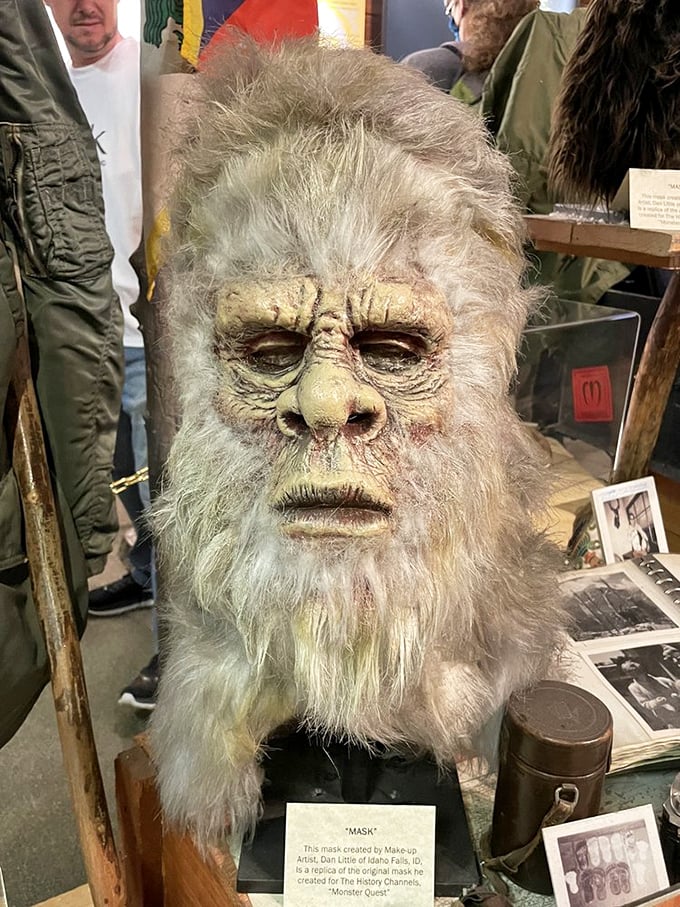 This remarkably detailed Bigfoot mask showcases the craftsmanship behind cryptid recreations, with lifelike features that might just make you do a double-take.