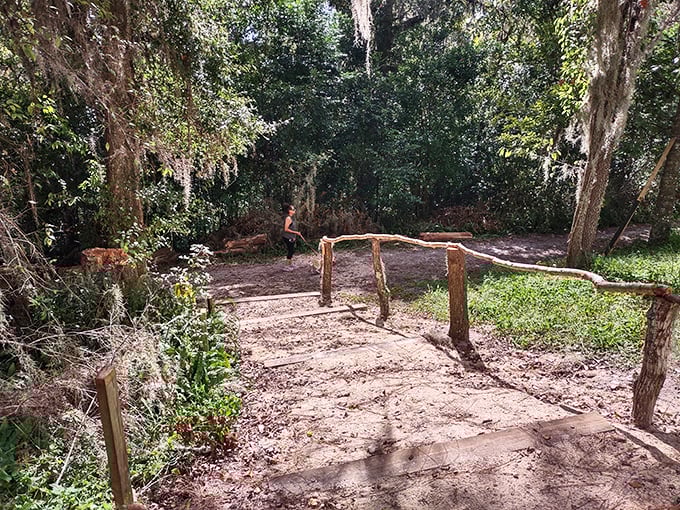 The kind of rustic trail crossing that makes you feel like you're in an adventure movie, though with fewer pursuing villains.