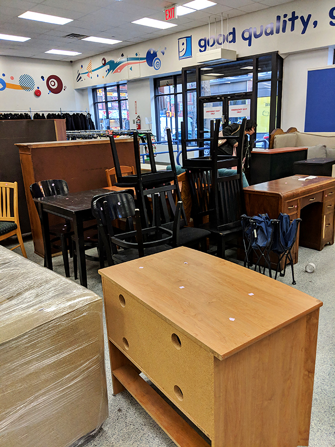 Furniture island—where tired desks and lonely chairs gather, dreaming of the day they'll find their forever home office.