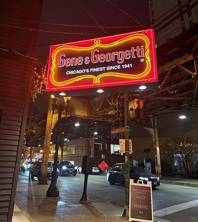 That iconic neon sign has been Chicago's bat signal for serious steak lovers since your grandparents' first date.