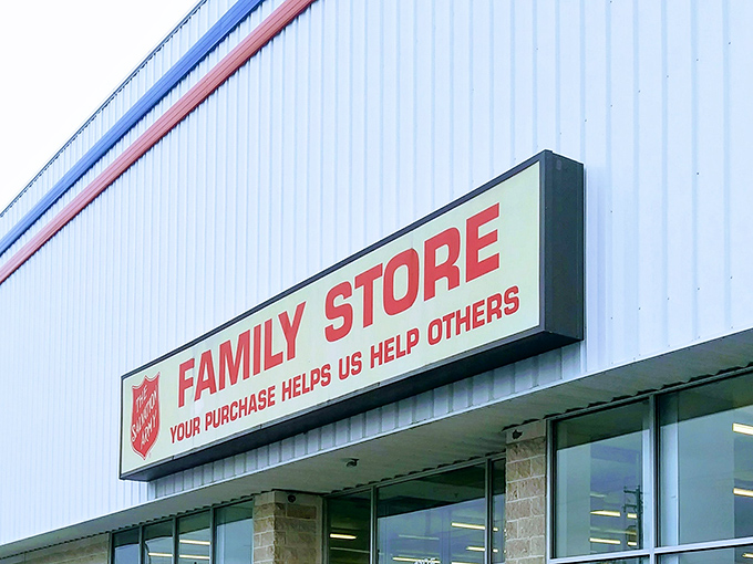 The Salvation Army's iconic sign promises more than just bargains—it offers purpose with every purchase.