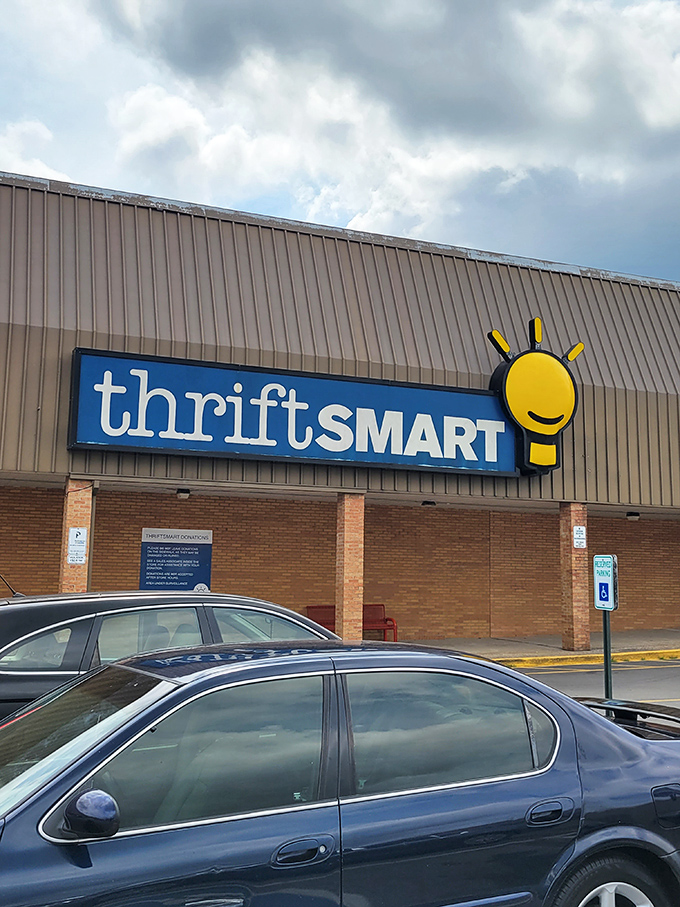 ThriftSmart's cheerful lightbulb logo signals bright ideas and even brighter bargains inside.