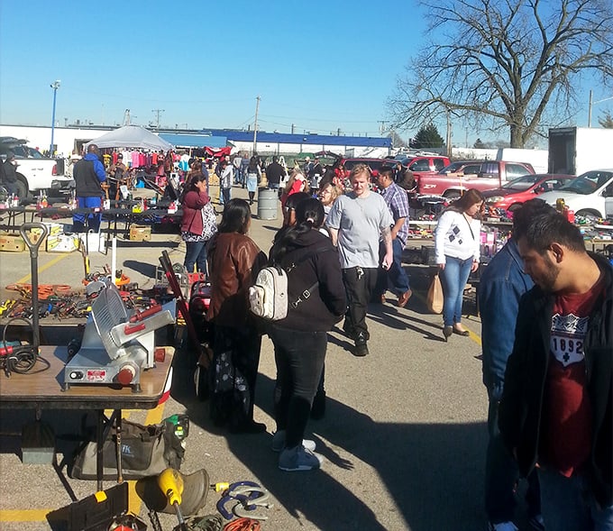 Westland's outdoor market—where everyday Ohioans transform parking lots into bustling bazaars of bargains and treasures.