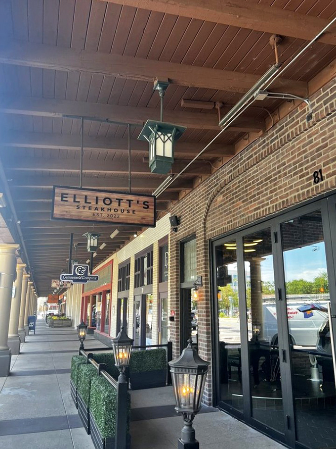 That charming brick facade and covered walkway lead to one of Chandler's newest steak sensations—proof that tradition and innovation make delicious partners.