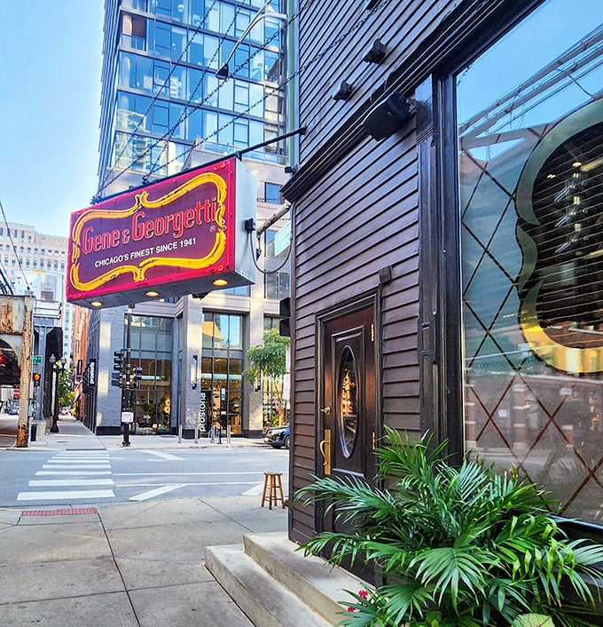 Gene & Georgetti's classic storefront promises the kind of old-school steakhouse experience that never goes out of style.