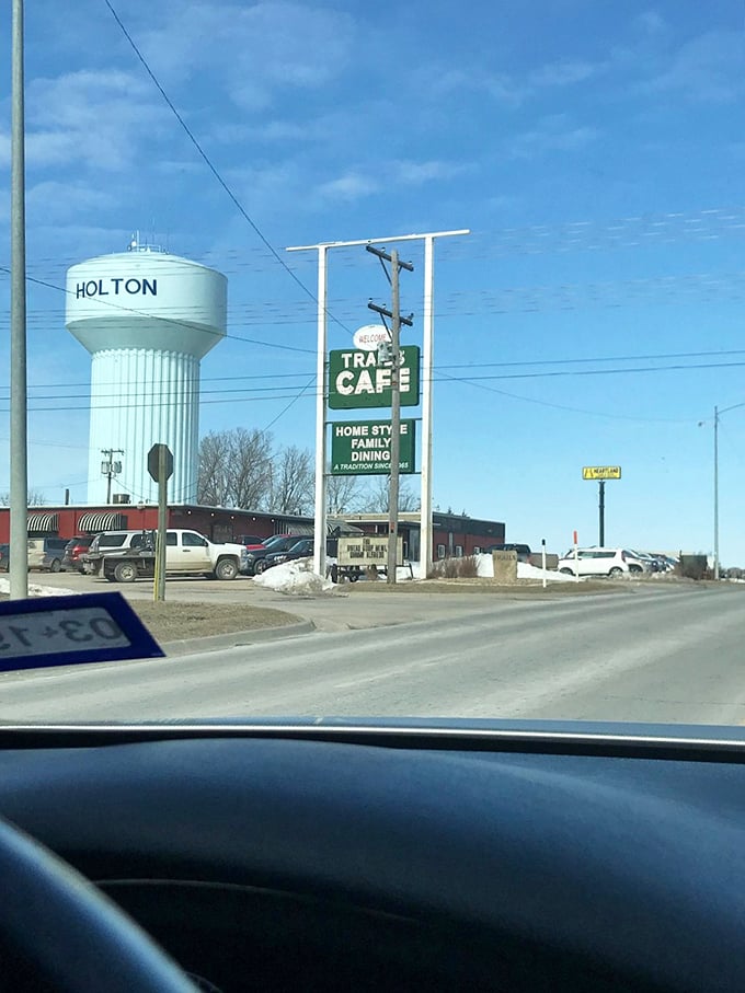 The Trail's Café sign promises homestyle cooking in Holton, where comfort food and comfortable living go hand in hand.