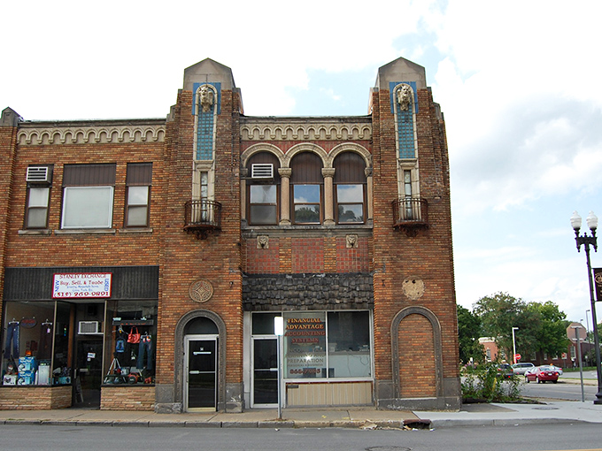 These modest storefronts represent the backbone of American small-town commerce, where handshakes still seal deals. 