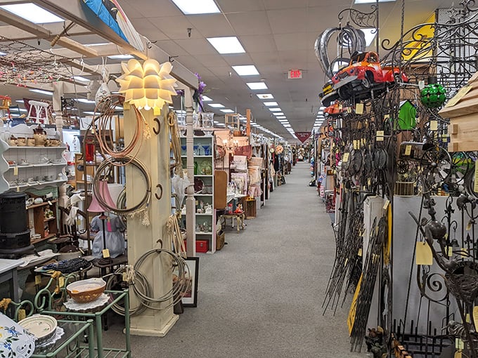 Aisles of carefully arranged antiques create a museum where everything has a price tag – and it's reasonable!