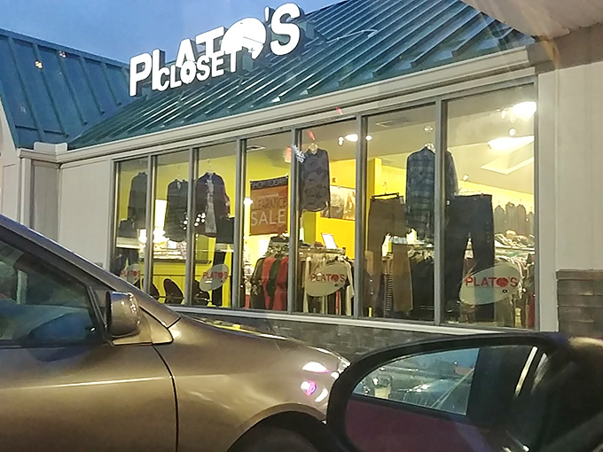 Evening shopping at Plato's Closet – where trendy finds and name brands await without the mall price tags.