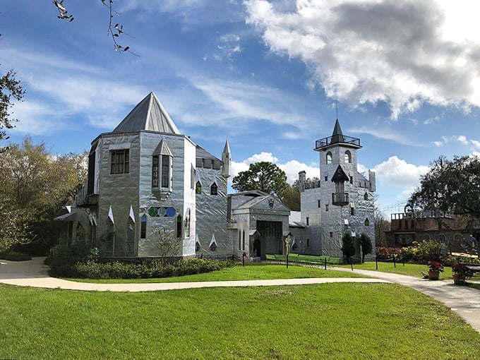 Medieval architecture meets modern recycling in Florida's most unexpectedly elegant roadside attraction.