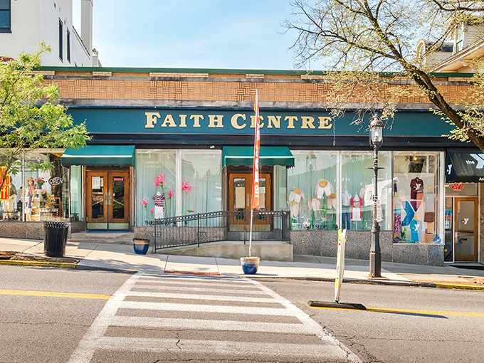 The iconic Faith Centre storefront in downtown Bellefonte beckons like a siren song to thrift enthusiasts. That green awning might as well be a welcome mat to treasure hunters.