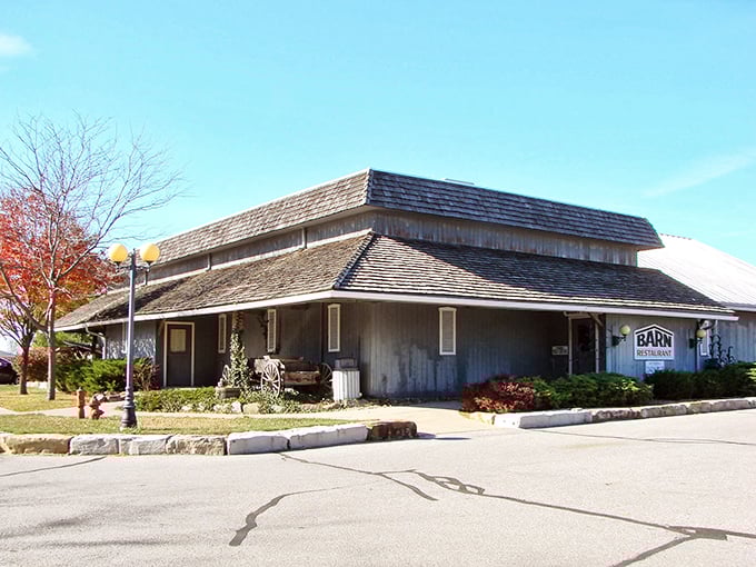 The architectural equivalent of comfort food – this weathered wooden exterior promises authentic Midwestern hospitality before you even reach the door.
